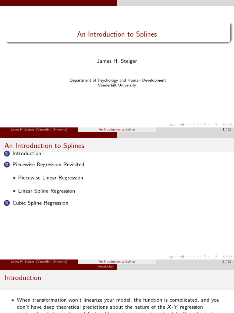An Introduction To Splines: James H. Steiger | PDF | Spline ...