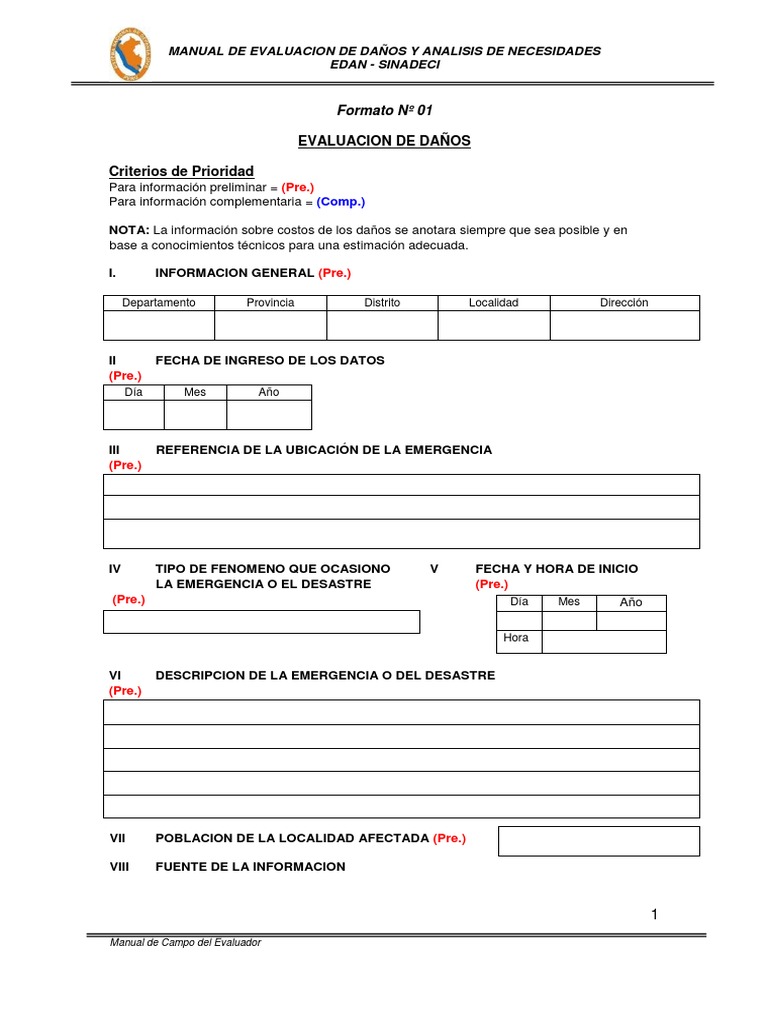 Formatos Edan | PDF | Defensa Civil | Alcantarillado