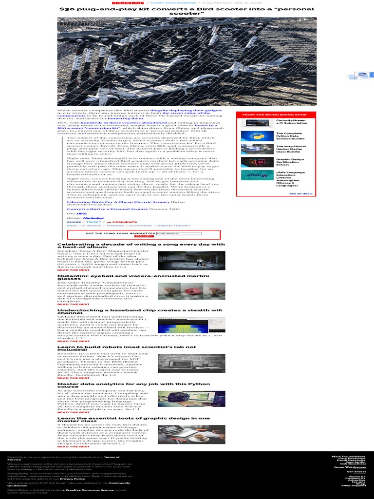 $30 Bird Scooter Conversion Kit | PDF | Computing | Computing And ...