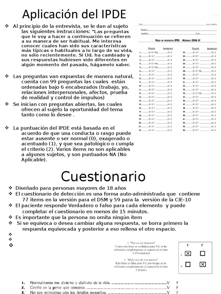 Aplicación Del IPDE - Odp | PDF