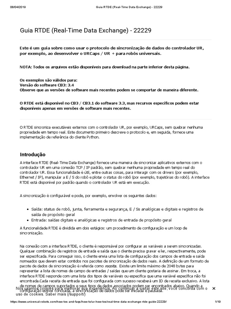 Guia RTDE (Real-Time Data Exchange) - 22229 | PDF | Modelo cliente – Servidor | PCs (computadores)