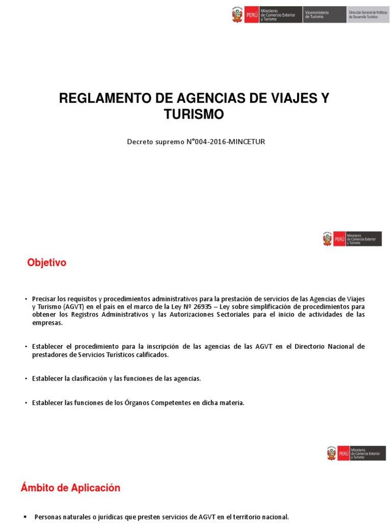 Reglamento de Agencias de Viajes y Turismo | PDF | Agencia de viajes ...