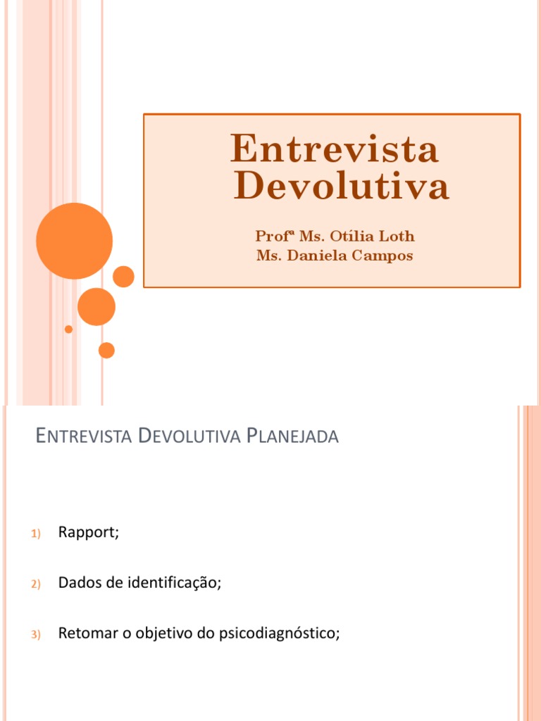 Orientações para realização de entrevista de devolutiva de avaliação ...