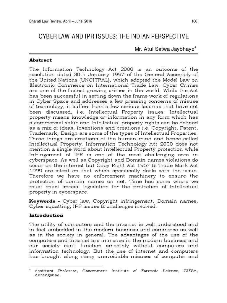 7.ipr in Cyberspace | PDF | Trademark | Intellectual Property