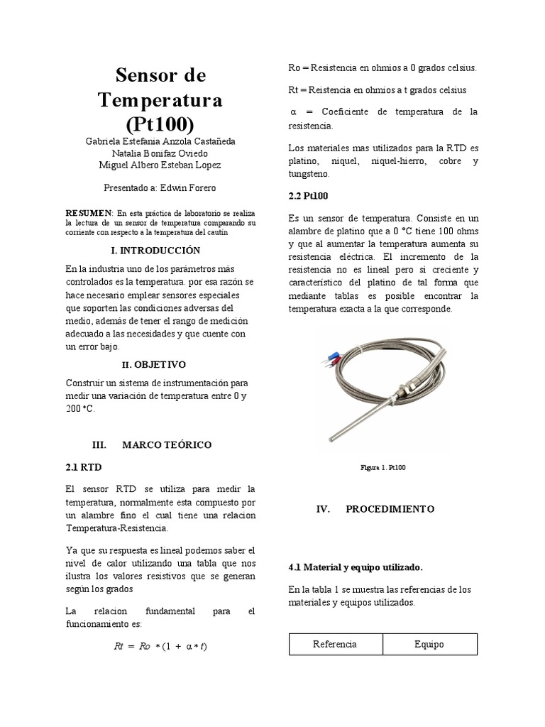 Sensores Pt100 | PDF | Sensor | Temperatura