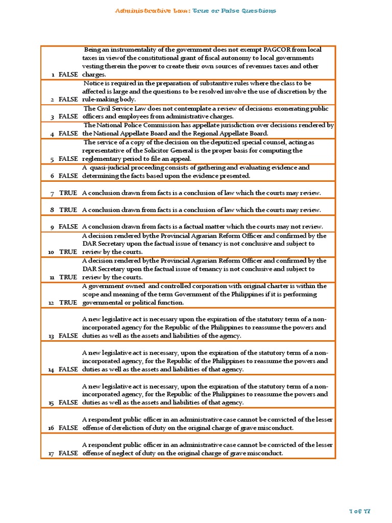 LAAC-P202-ADMIN-ELMAN-Ninja Notes TrueFalse PDF | PDF | Judgment (Law ...