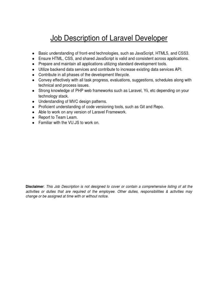 Laravel Developer | PDF | Java Script | Html5