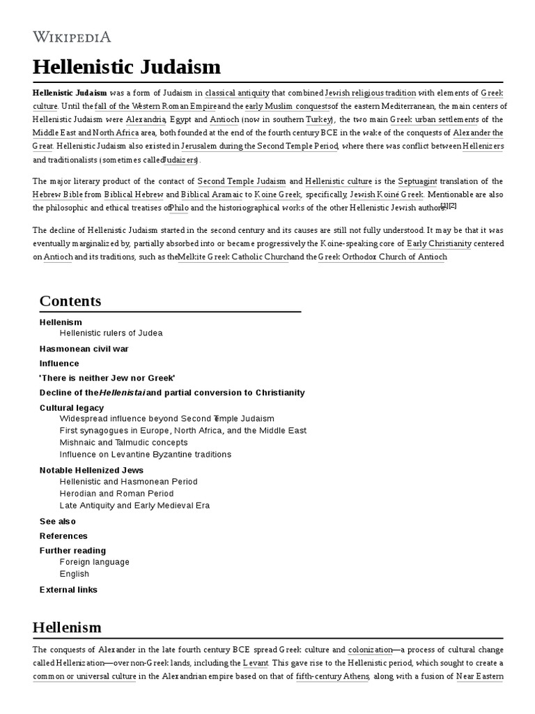 Hellenistic Judaism | PDF | Hasmonean Dynasty | Ancient Mediterranean ...