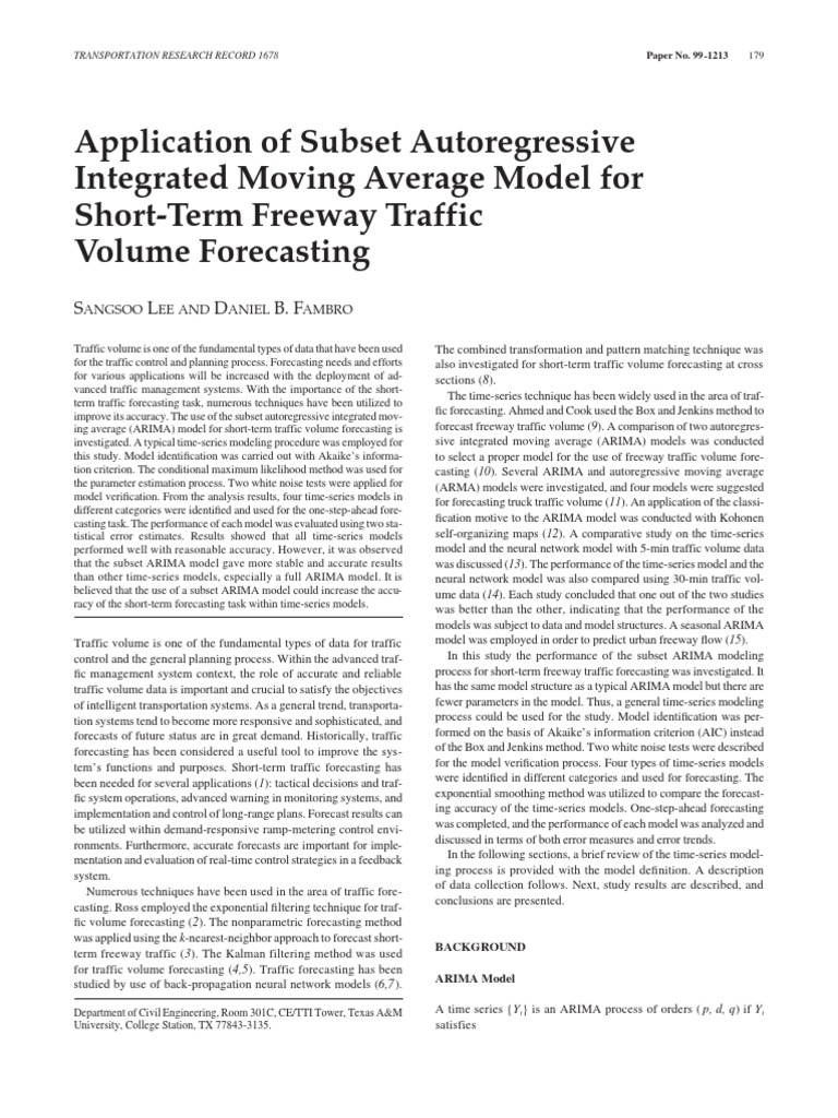 1999-Application of Subset Autoregressive Integrated Moving Average ... 1999-Application of Subset Autoregressive Integrated Moving Average ...