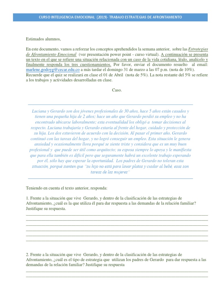 Actividad Estrategias de Afrontamiento Emocional | PDF | Sicología
