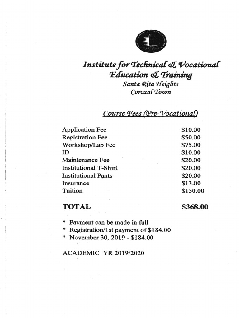 Fees Prevoc PDF
