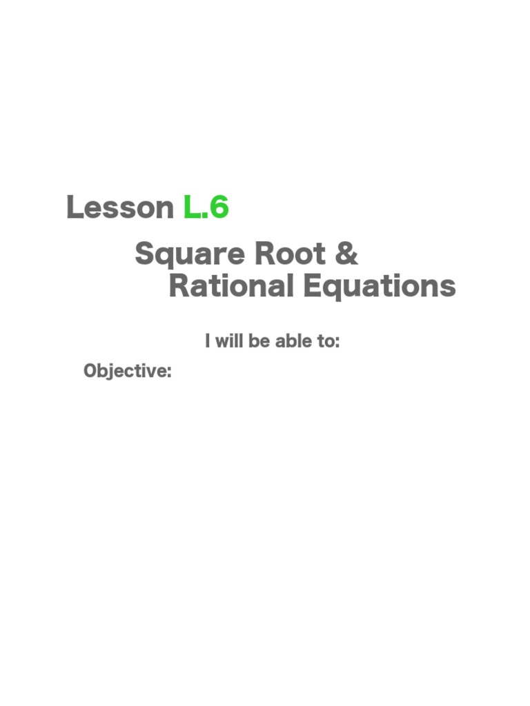 Lesson Square Root & Rational Equations | PDF
