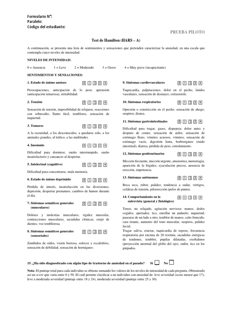 Test Hamilton | PDF | Músculo | Ansiedad