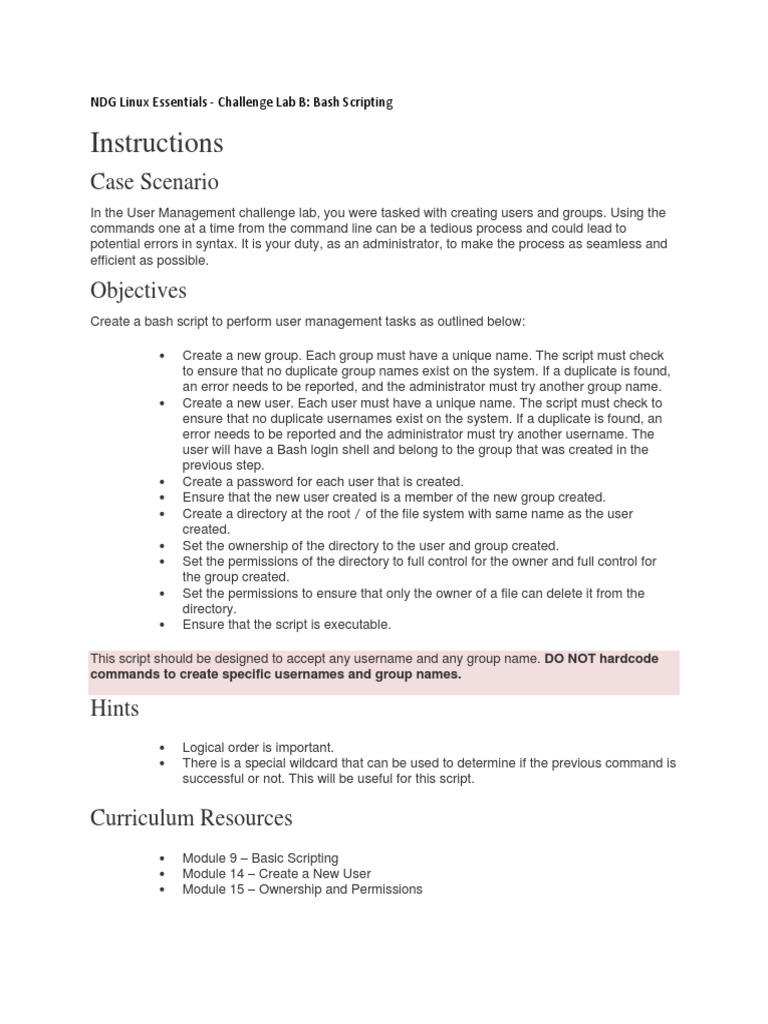 NDG Linux Essentials - Challenge Lab B | PDF | User (Computing) | Superuser