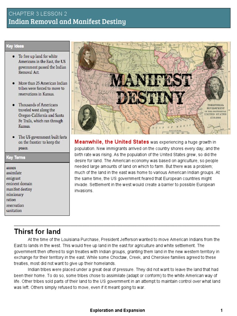 Indian Removal and Manifest Destiny: Thirst for land | Oregon Trail ...
