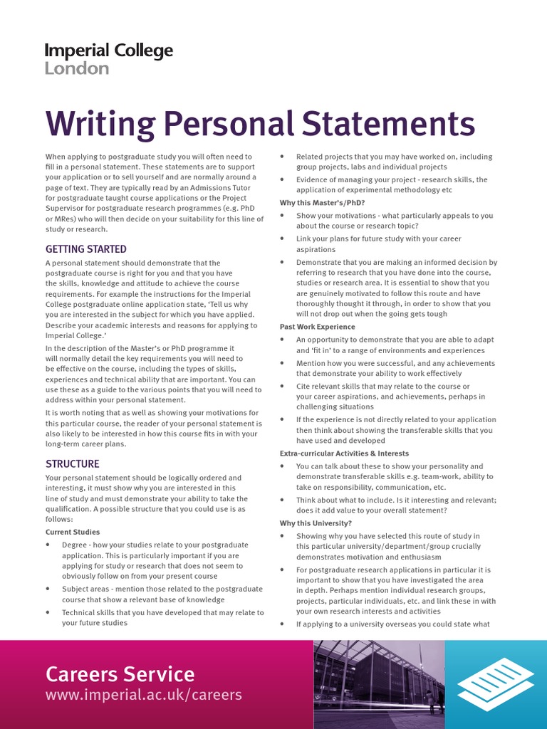 Crafting Effective Postgraduate Personal Statements | PDF ...