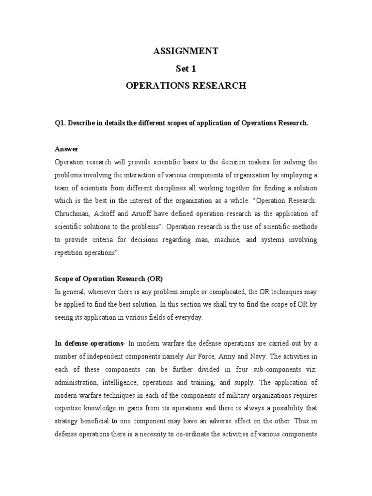Operation Research PDF | PDF | Mathematical Optimization | Systems Analysis