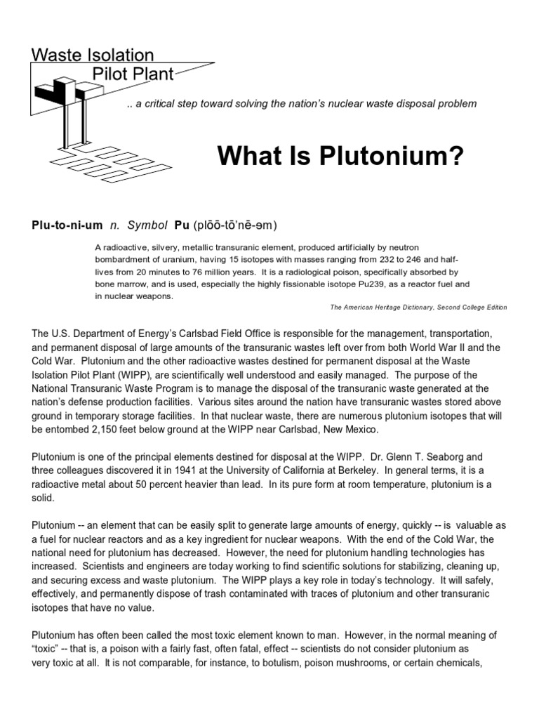 What Is Plutonium Fact Sheet | PDF | Radioactive Waste | Plutonium