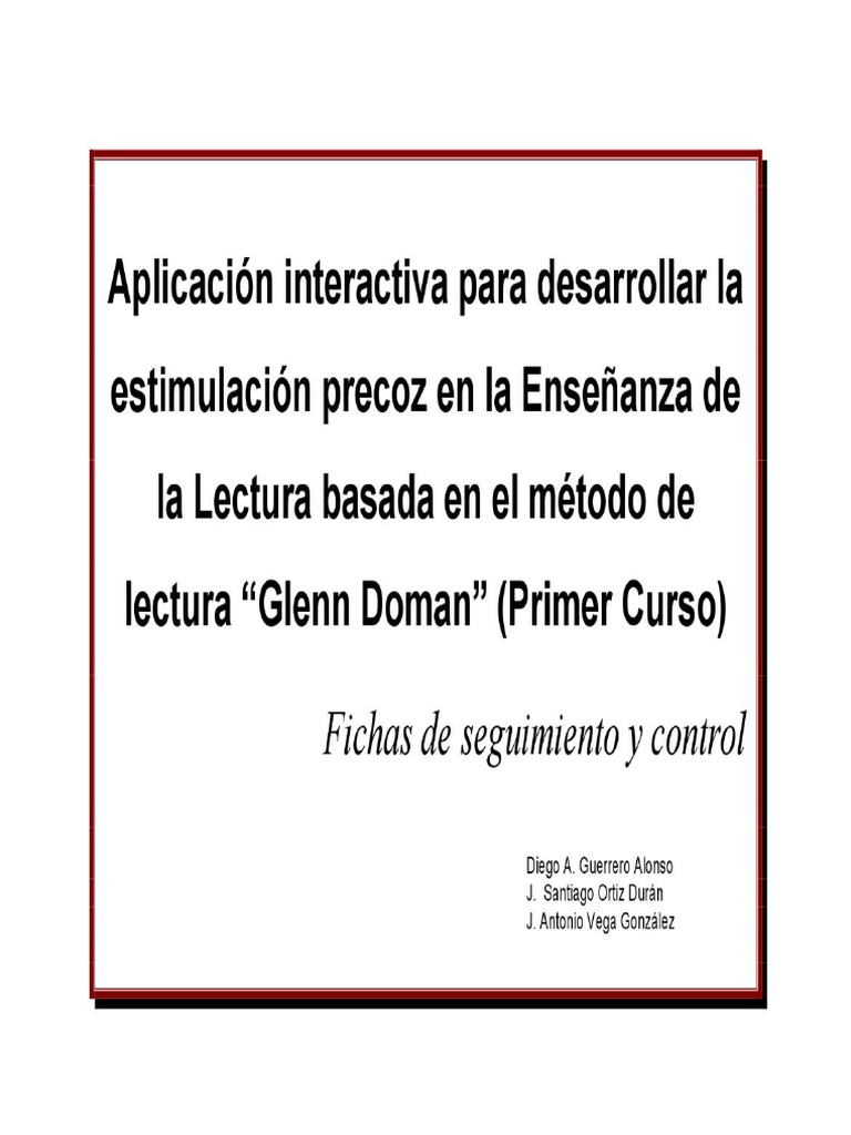 Lectura Glenn Doman Fichas de Seguimiento. | PDF