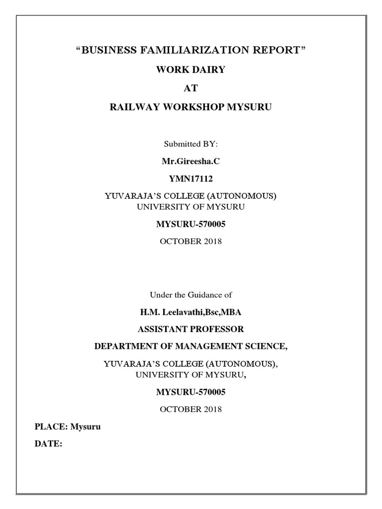 Business Familiarization Work Dairy | PDF | Manufactured Goods ...