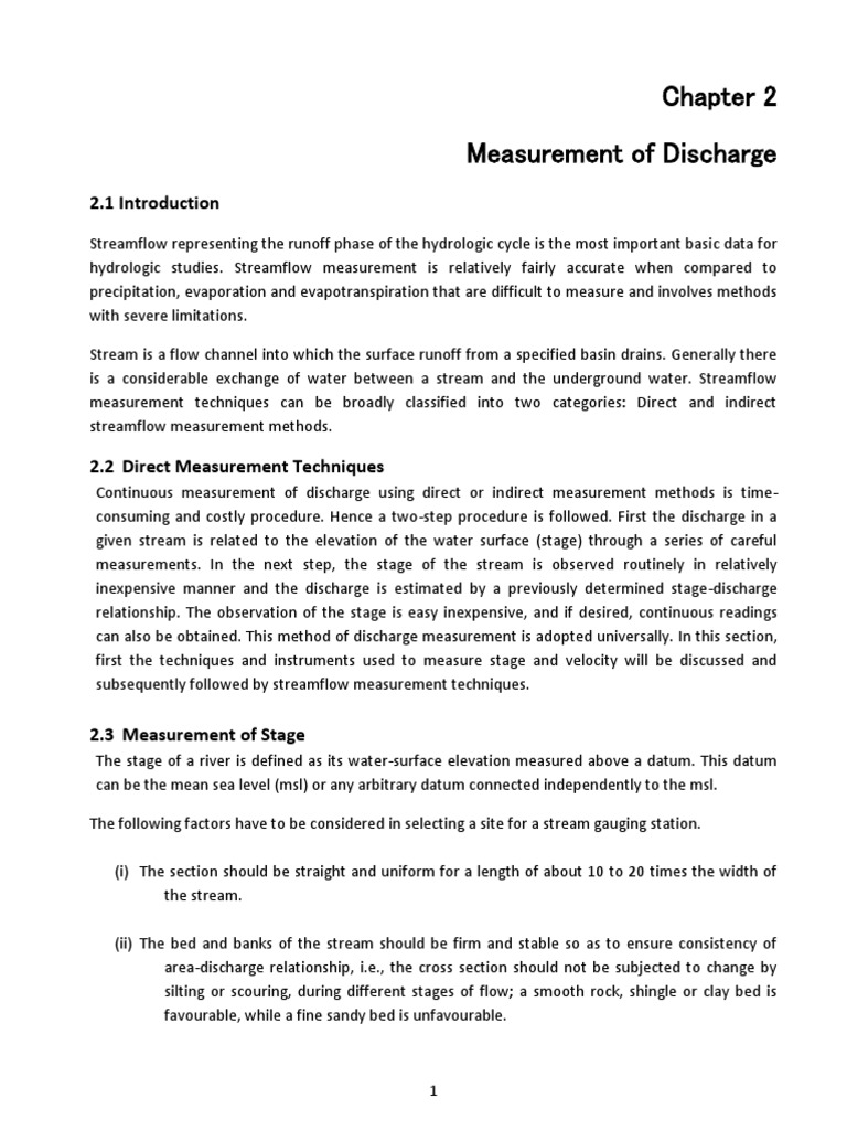 Chapter 2 Measurement of Discharge | PDF | Flood | Hydrology
