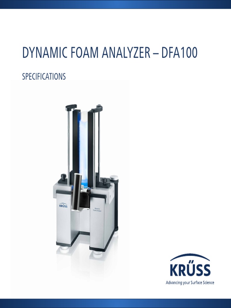 Dynamic Foam Analyzer – Dfa100: Specifications | Foam | Sensor | Free ...