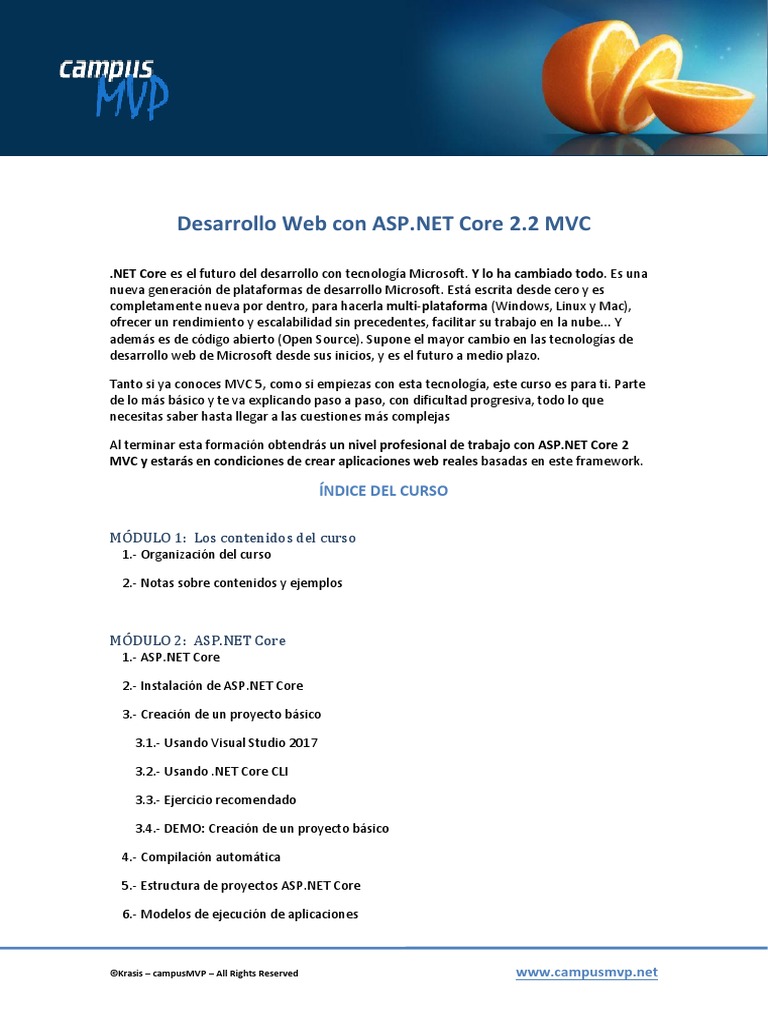 CampusMVP - Desarrollo Web Con ASP - Net Core 2.2 MVC | PDF | .NET Framework | Arquitectura de ...