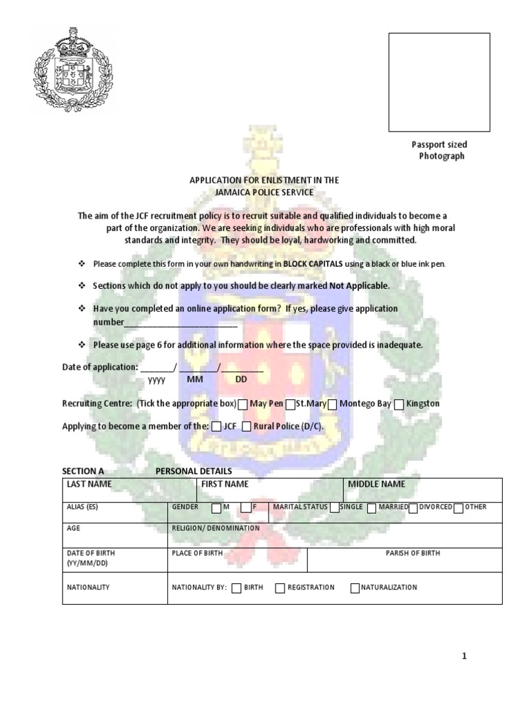 Jcf Application Form Download Free Pdf Arrest Government Information