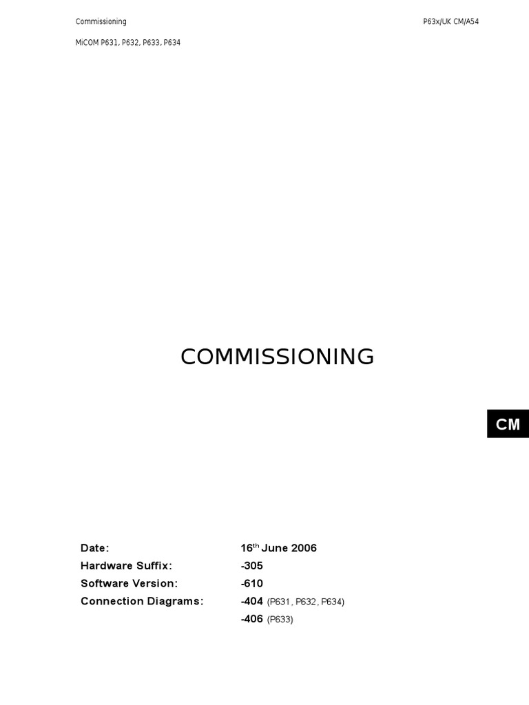 Commissioning: Commissioning P63X/Uk Cm/A54 Micom P631, P632, P633 ...