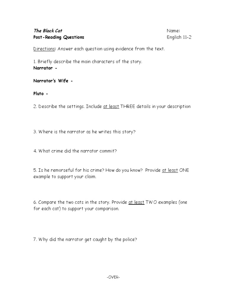 Black Cat Questions | PDF