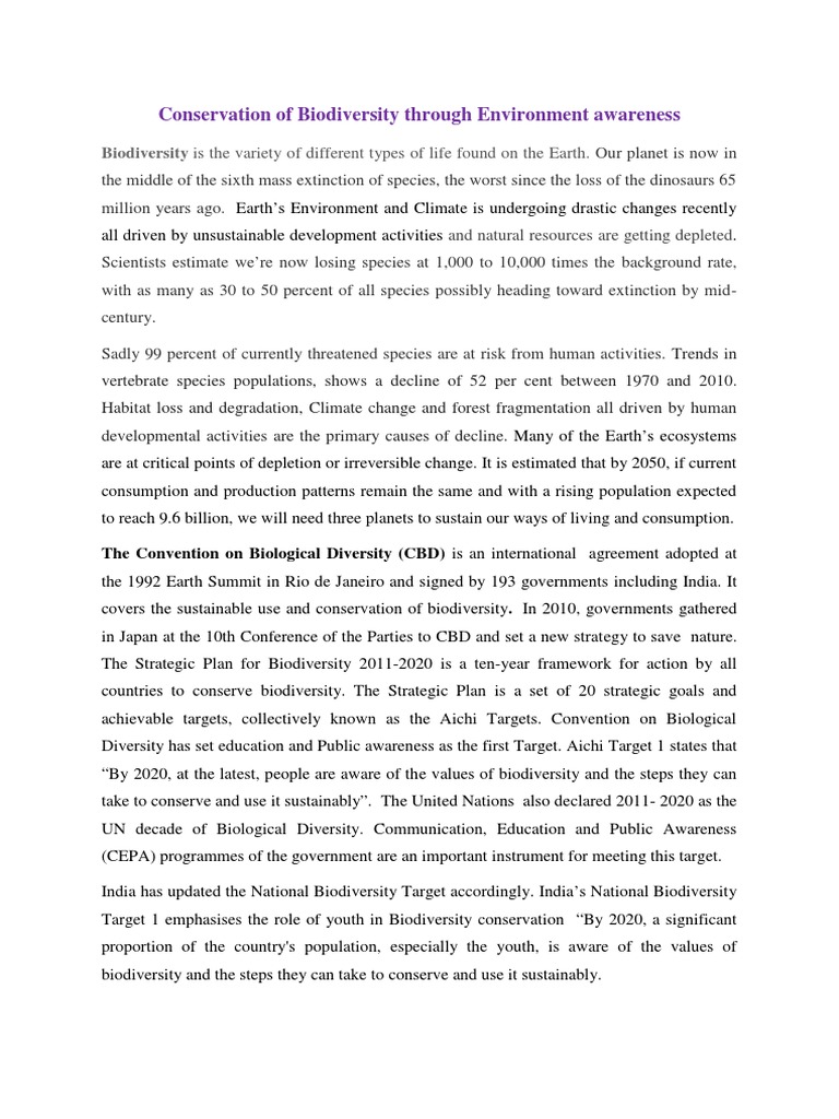 Biodiversity Conservation Article | PDF | Biodiversity | Conservation ...
