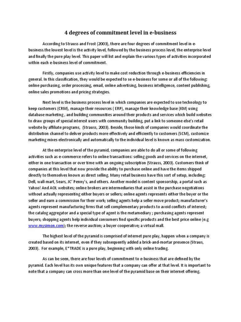 Four E-Business Commitment Levels | PDF | E Commerce | Electronic Business