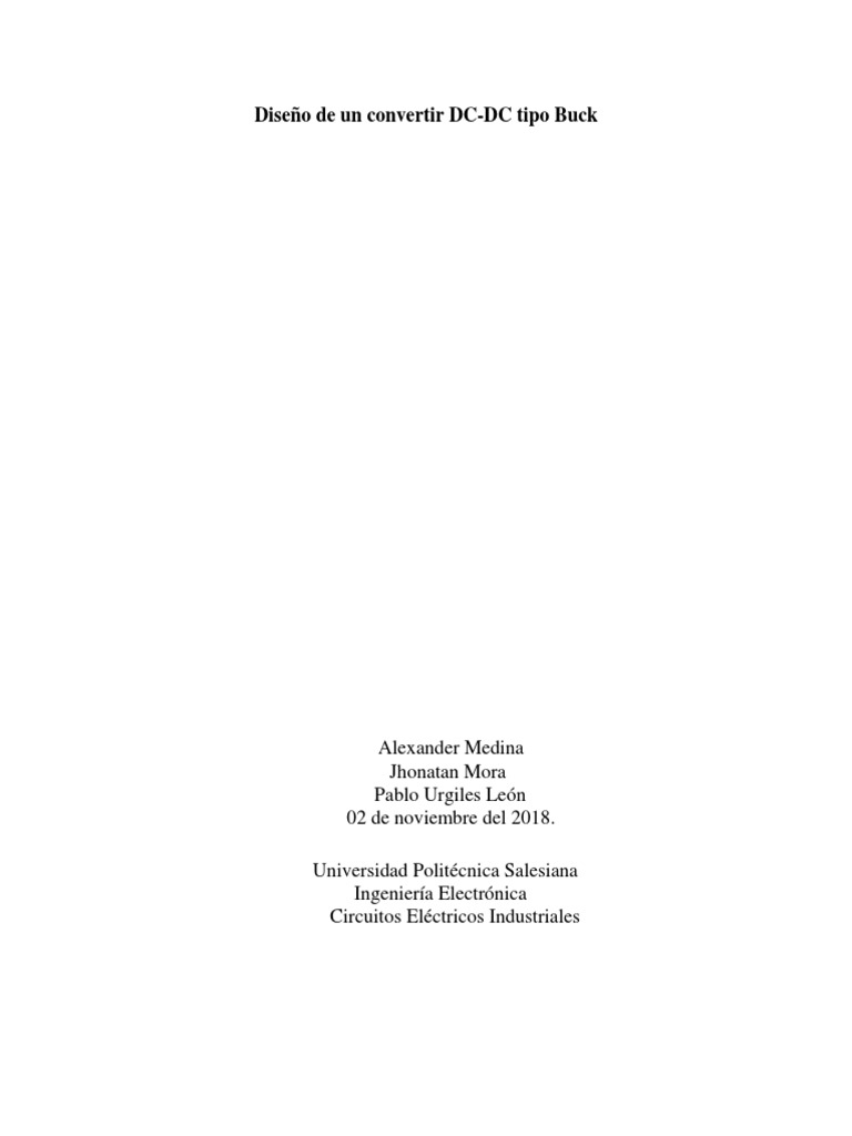 Diseño de Convertidor DC-DC Buck | PDF | Electromagnetismo | Ingenieria ...