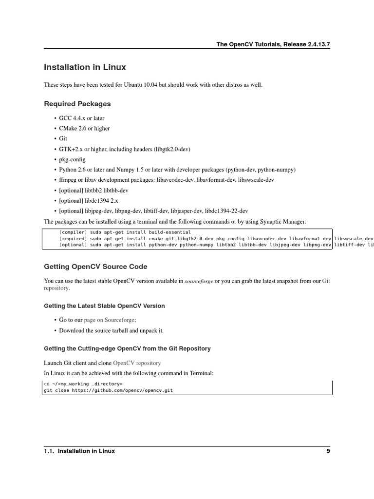 Opencv Linux Install | PDF | Linux | Operating System Families