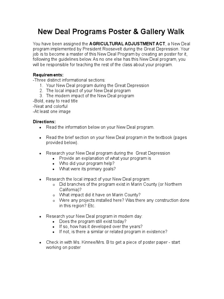 New Deal Programs Poster | PDF