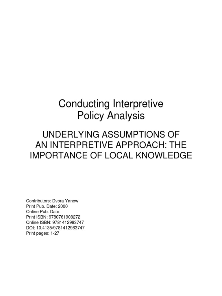 Yanow - Conducting Interpretive Policy Analysis (... ) | PDF | Policy ...