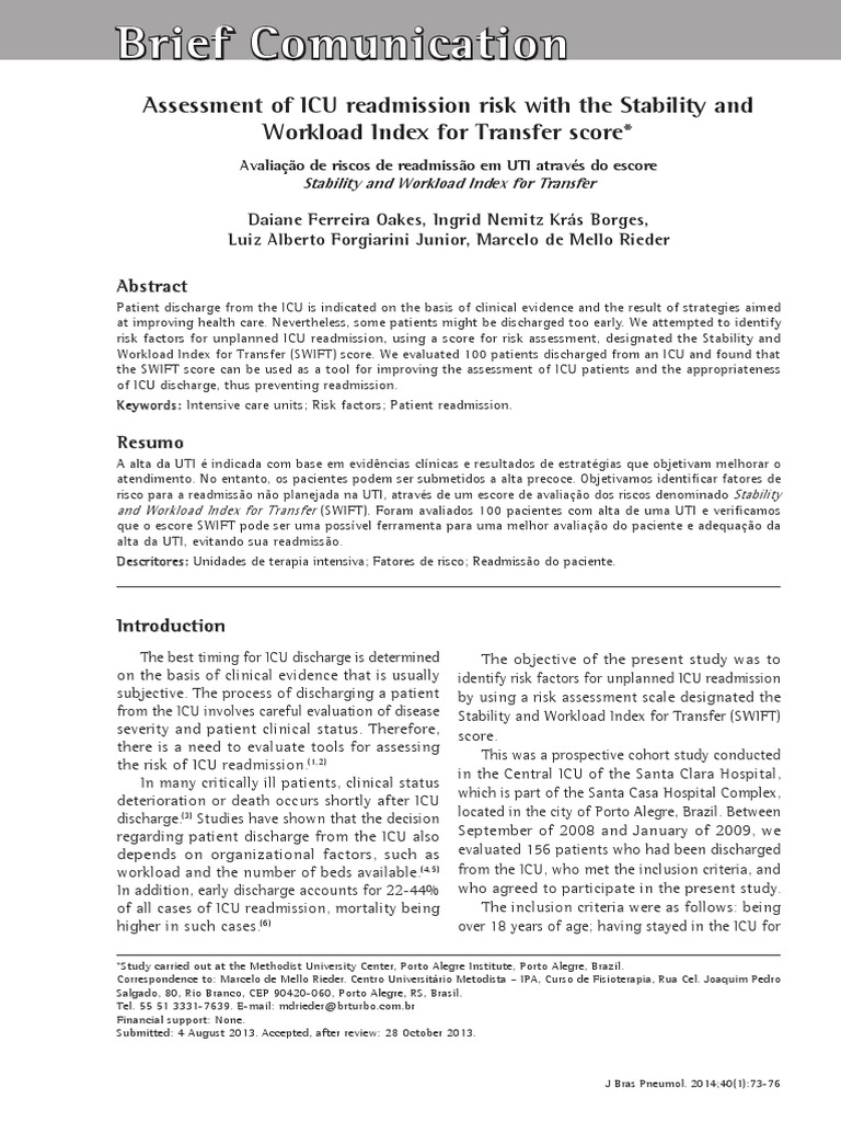 Assessment of ICU Readmission Risk With The Stability and Workload ...