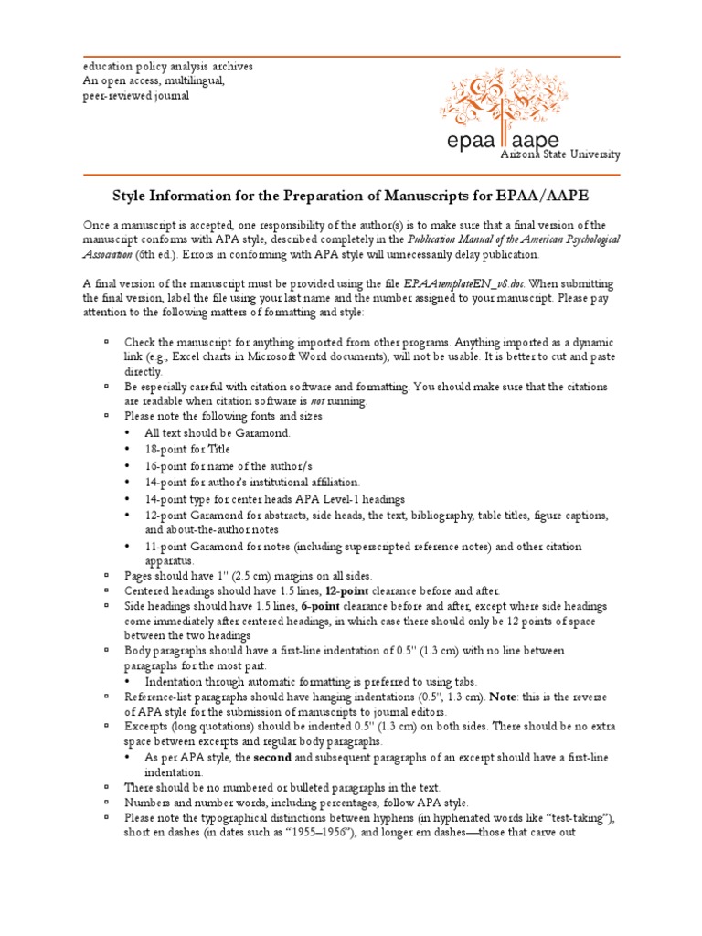 Style Information For The Preparation of Manuscripts For EPAA/AAPE ...