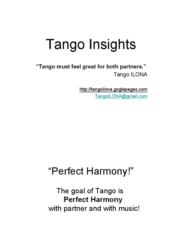 Tango Insights: "Tango Must Feel Great For Both Partners." | PDF ...