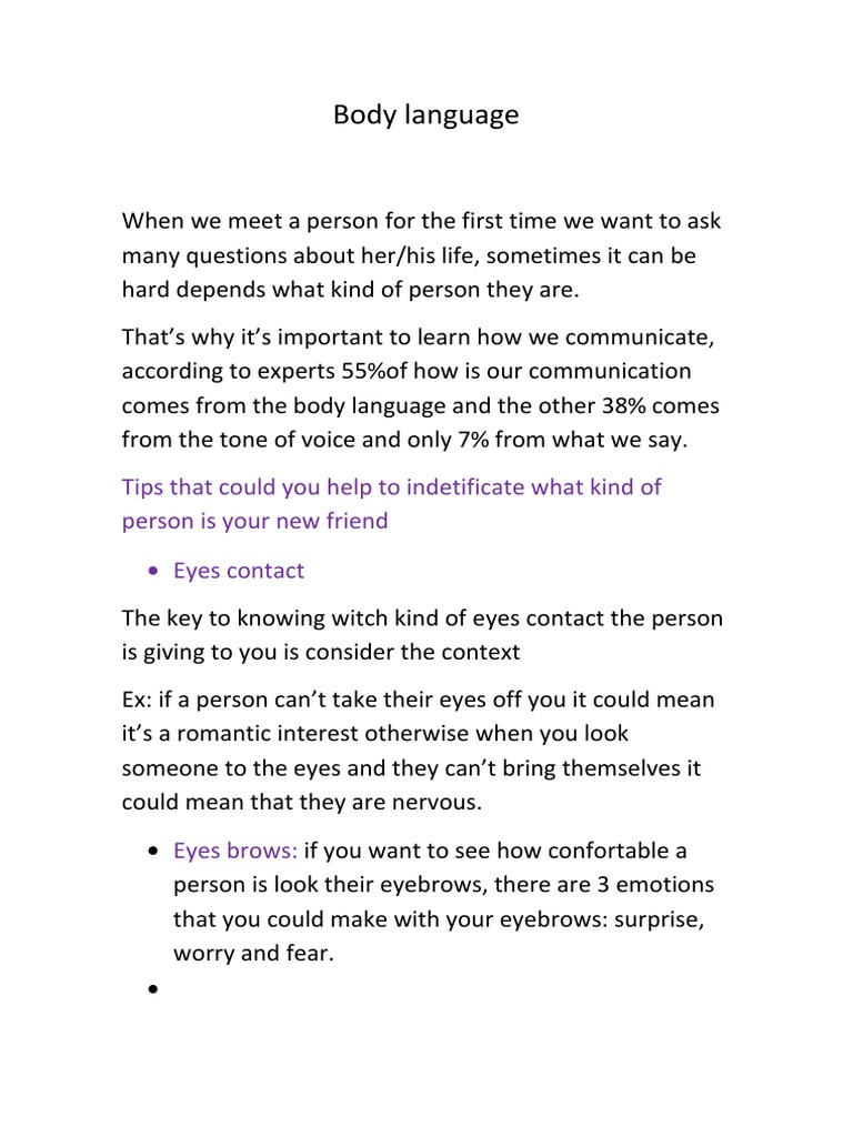 Body Language: Tips That Could You Help To Indetificate What Kind of ...