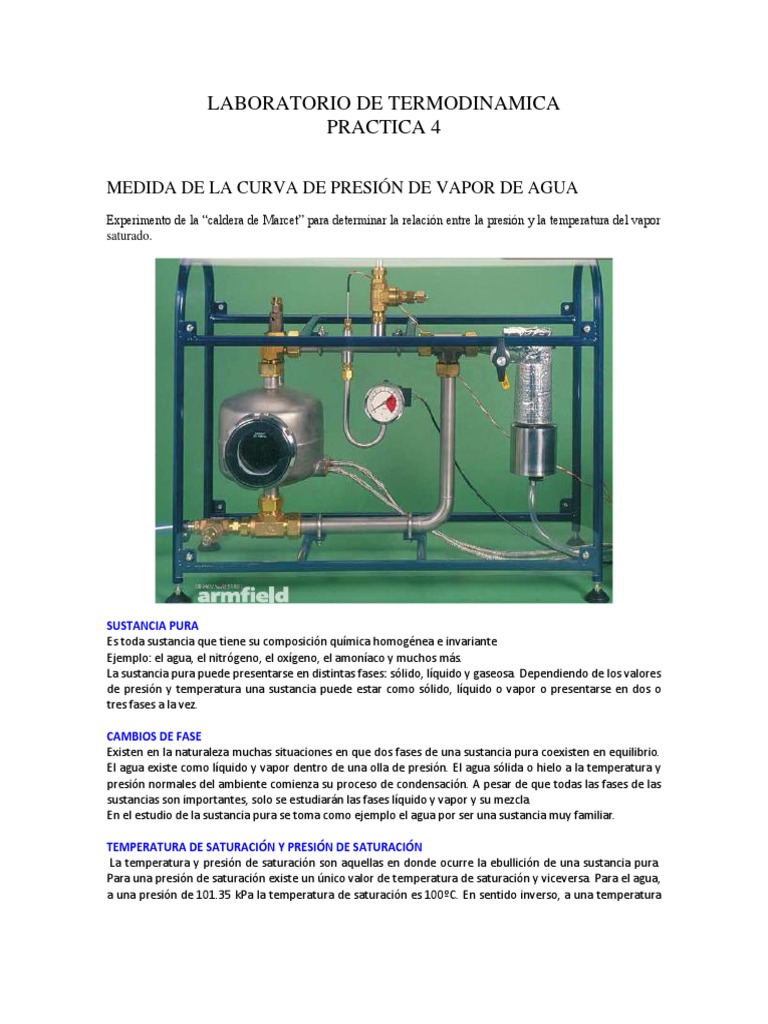 Laboratorio De Termodinamica Practica 4: Medida De La Curva De Presión ...