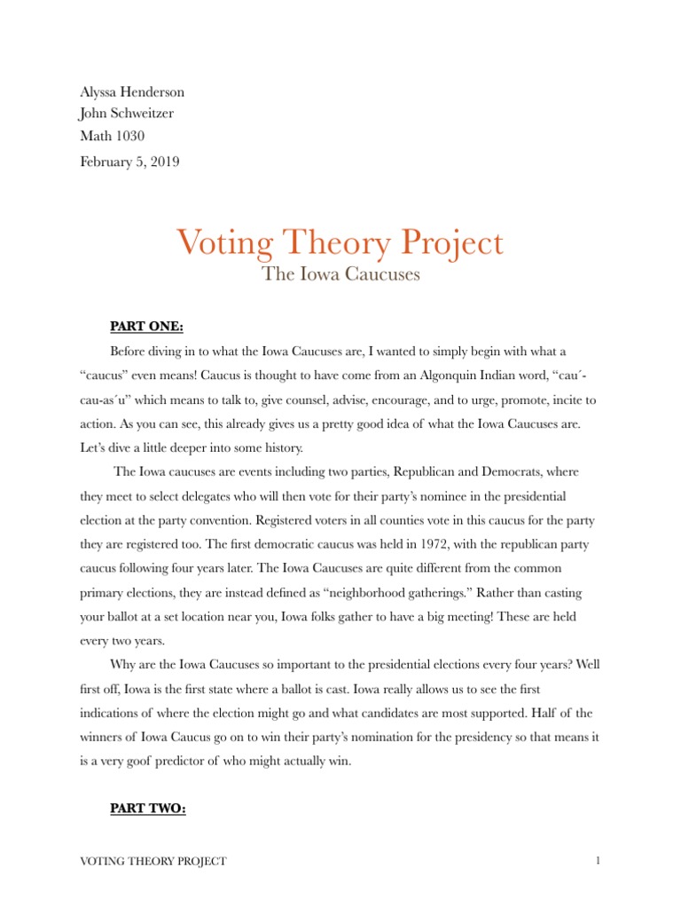 Voting Theory Project | PDF | Caucus | Voting
