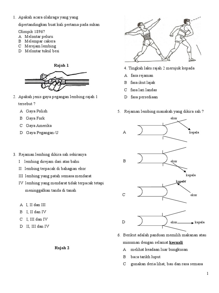 Soalan Ujian Acara Sukan dan Pemakanan | PDF
