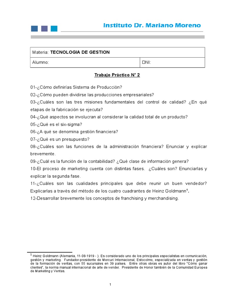 Tecnologia de Gestion TP2 Nuevo para Rendir en Agosto | PDF