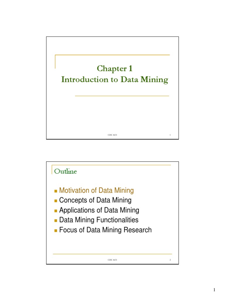 Introduction To Data Mining: Outline | PDF | Data Mining | Data Analysis