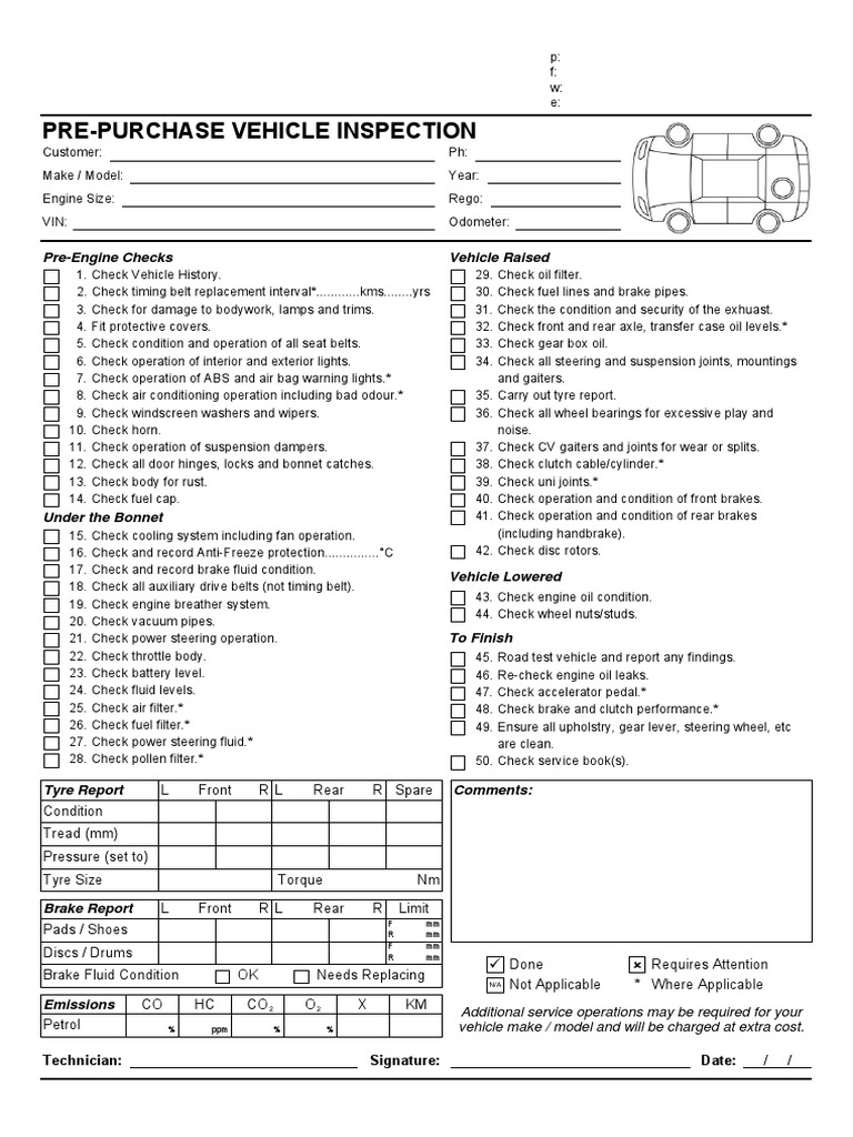 Pre-Purchase Vehicle Inspection | PDF | Brake | Throttle