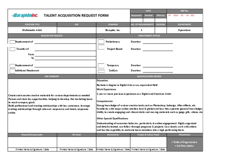 Talent Acquisition Request Form: Education | PDF | Business Economics ...