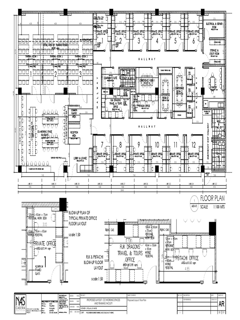 Scale 1:100 Mts Blow-Up Plan of Typical Private Office Floor Layout ...