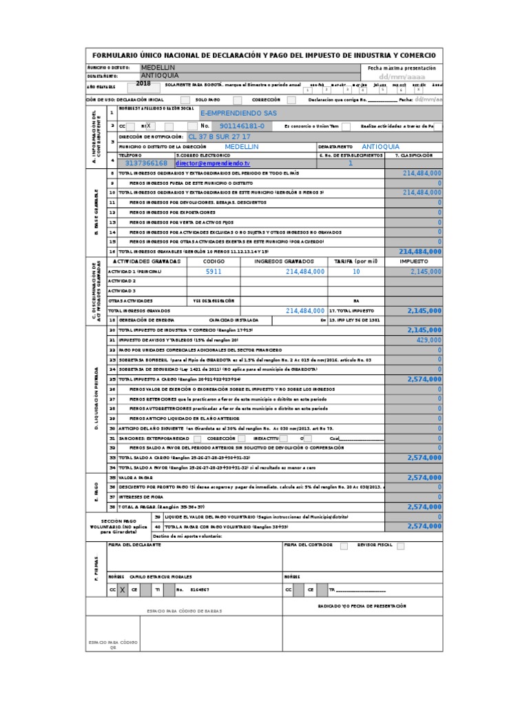 Formulario Unico Ica Nacional | PDF