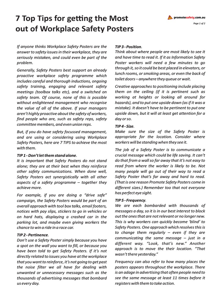 Tip For Placing Poster | PDF | Poster | Occupational Safety And Health